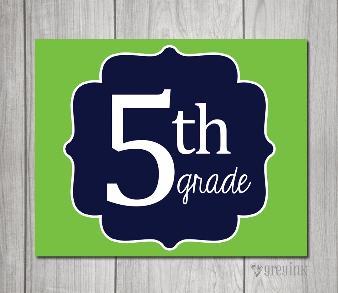 5TH GRADE Navy and Green Back to School First Day of School Sign - Etsy