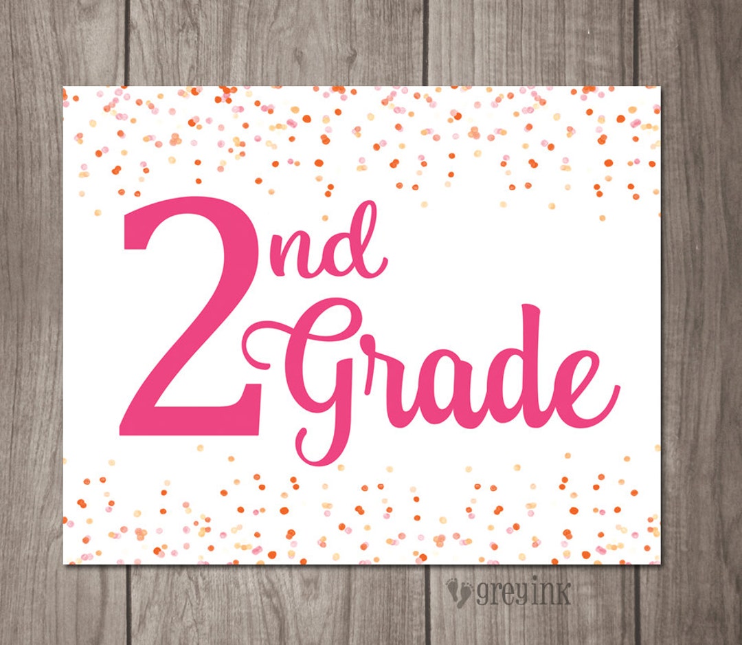 2nd GRADE Confetti Pink Back to School First Day of - Etsy