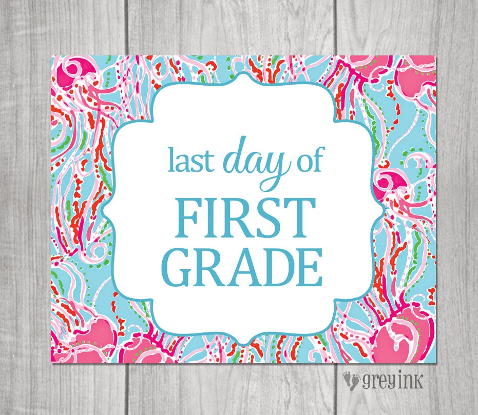 1ST GRADE First Day & Last Day of School signs Jellyfish | Etsy