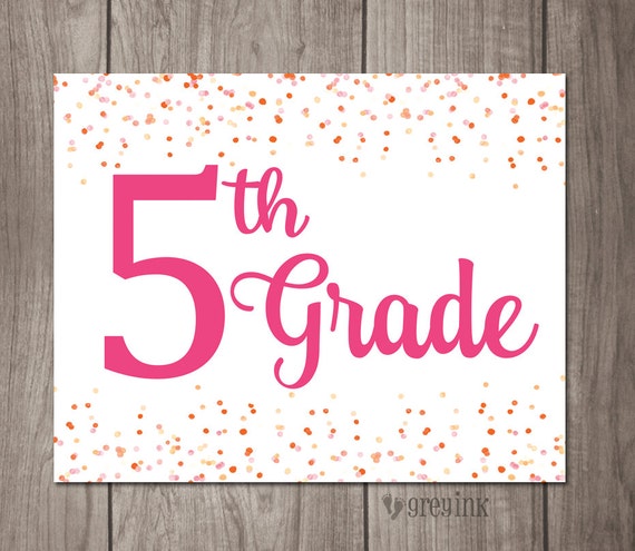 5th GRADE Confetti Pink Back to School First Day of | Etsy