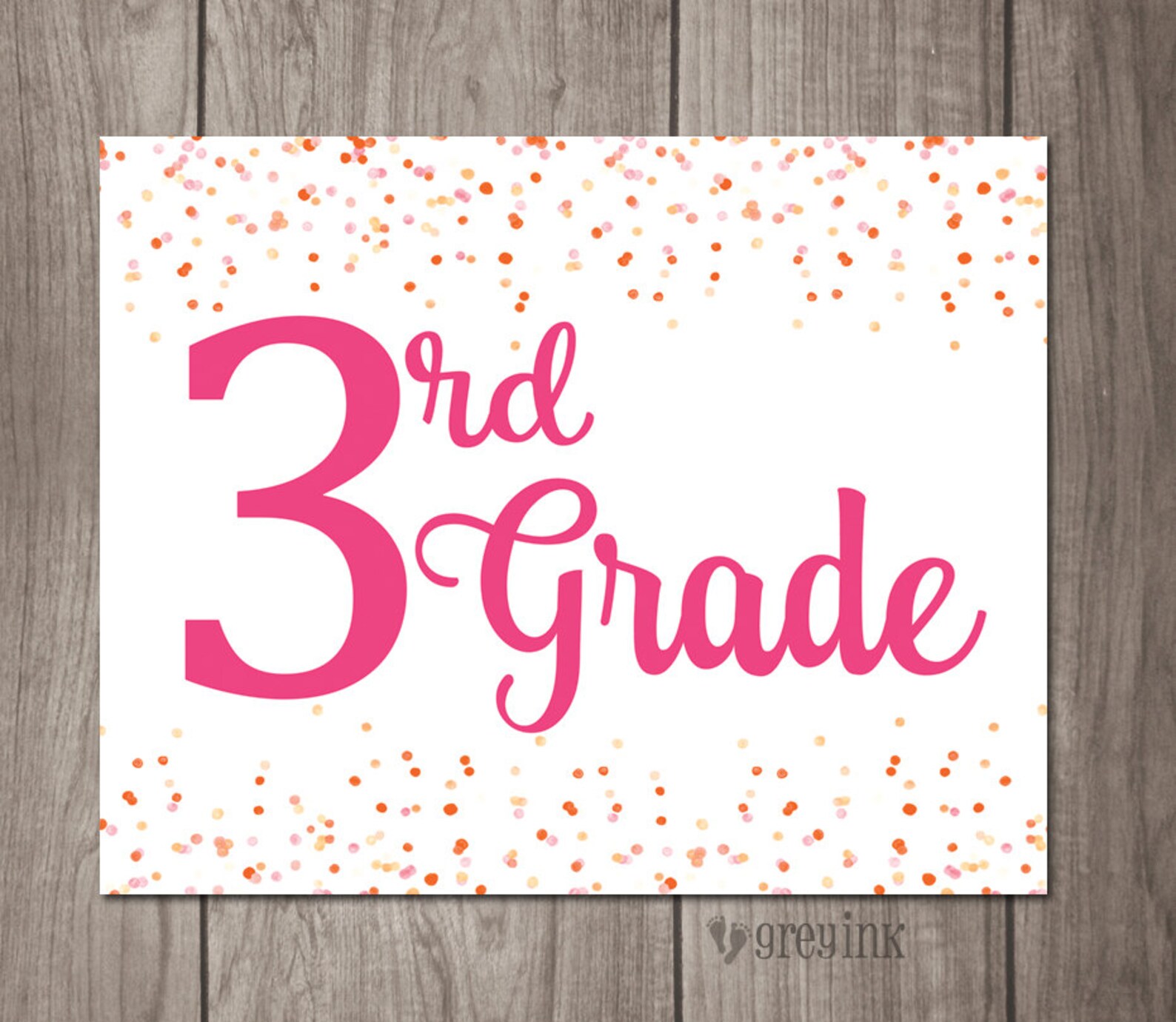 3rd GRADE Confetti Pink Back to School First Day of - Etsy
