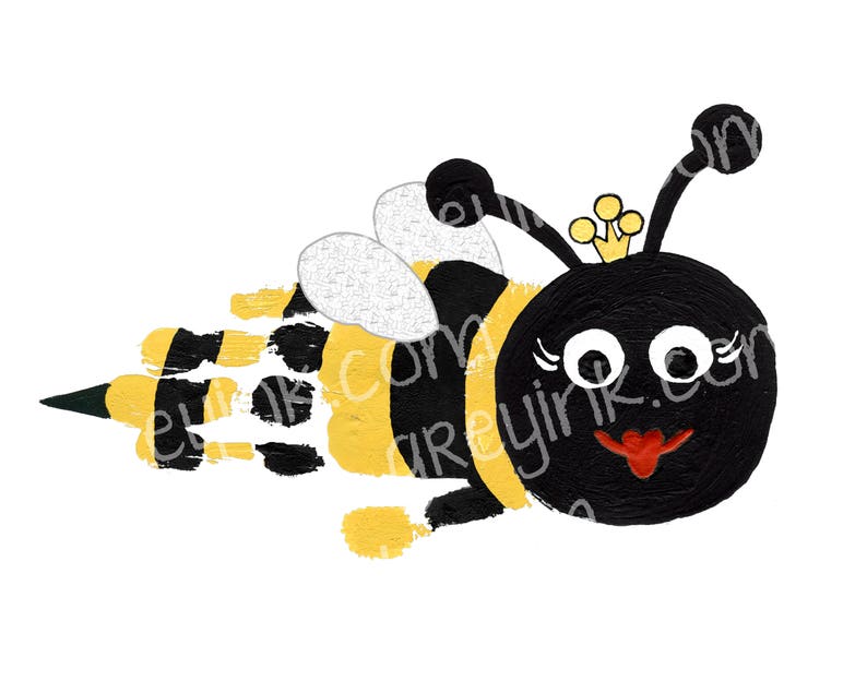 Handprint Alphabet Art Queen Bee Instant Download | Etsy