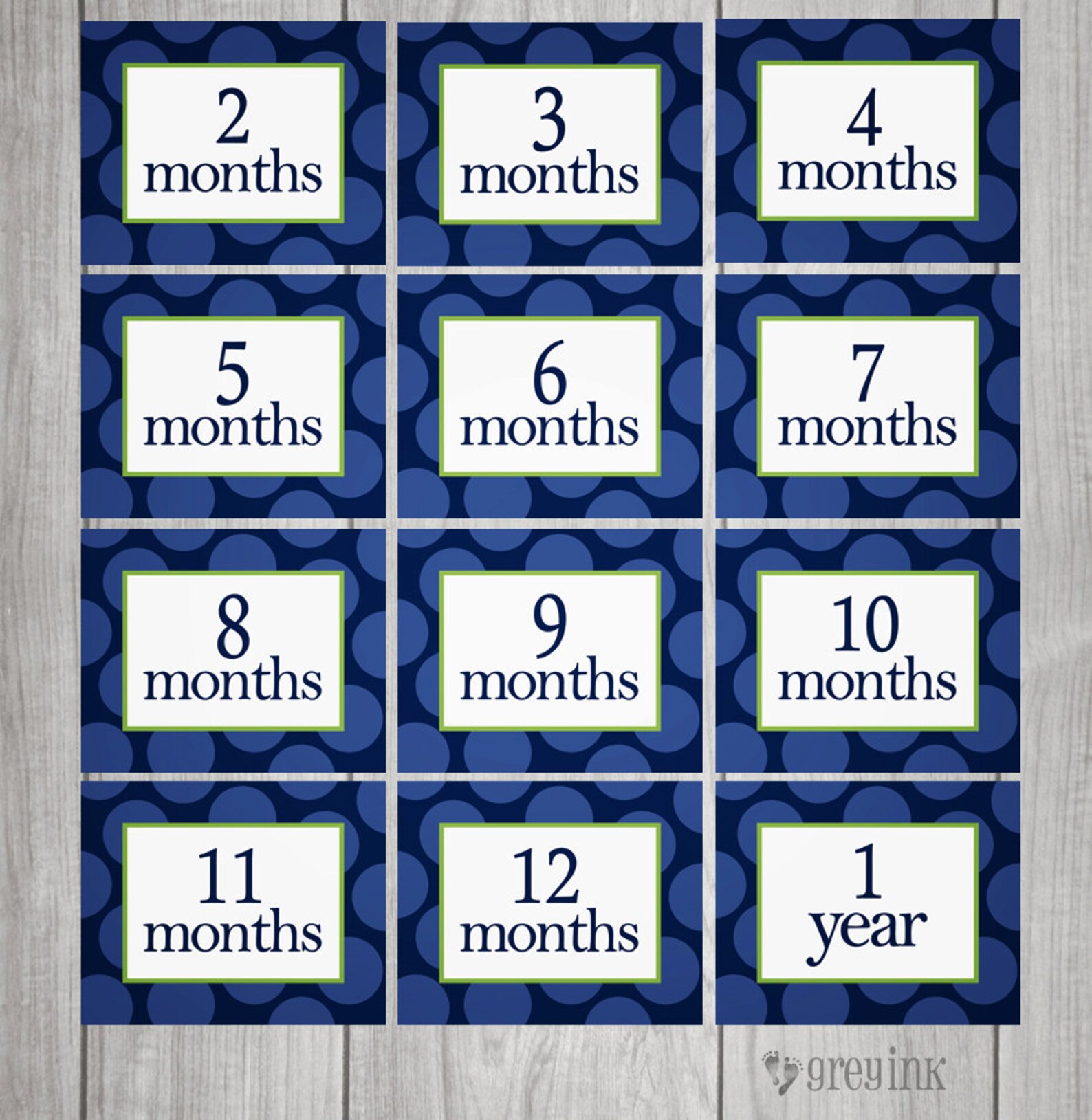 8x10 Blue Dot Digital Monthly Signs photo Props for - Etsy