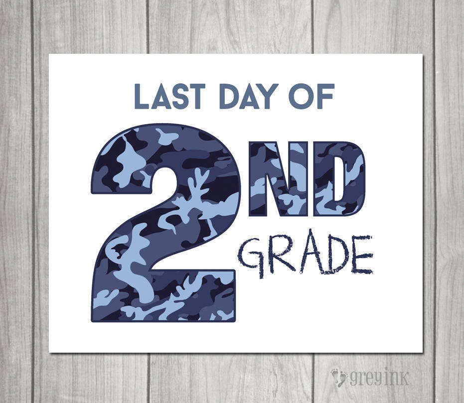 2ND GRADE 2 Signs Blue Camo Back to School First and | Etsy