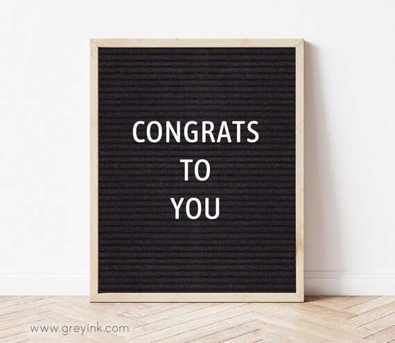 CONGRATS TO YOU Letter board felt board download and print | Etsy