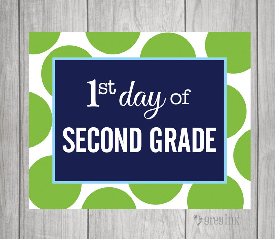 SECOND GRADE First Day & Last Day of School Signs Polka Dot Background ...