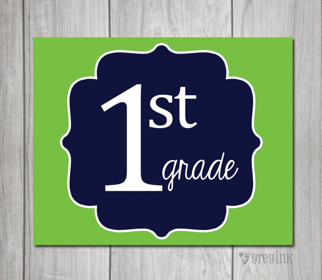 1ST GRADE Navy and Green Back to School First Day of School Sign - Etsy