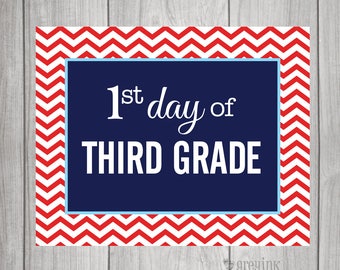 FIRST GRADE First Day & Last Day of School Signs Chevron Background - Etsy