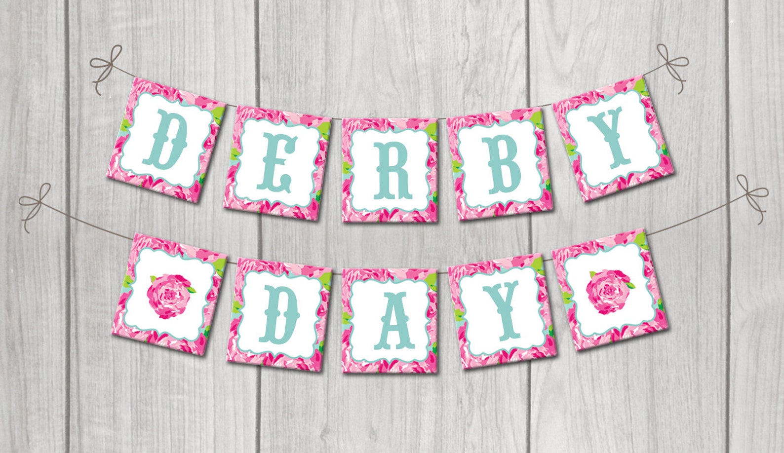 Derby Day roses Printable Banner INSTANT DOWNLOAD - Etsy