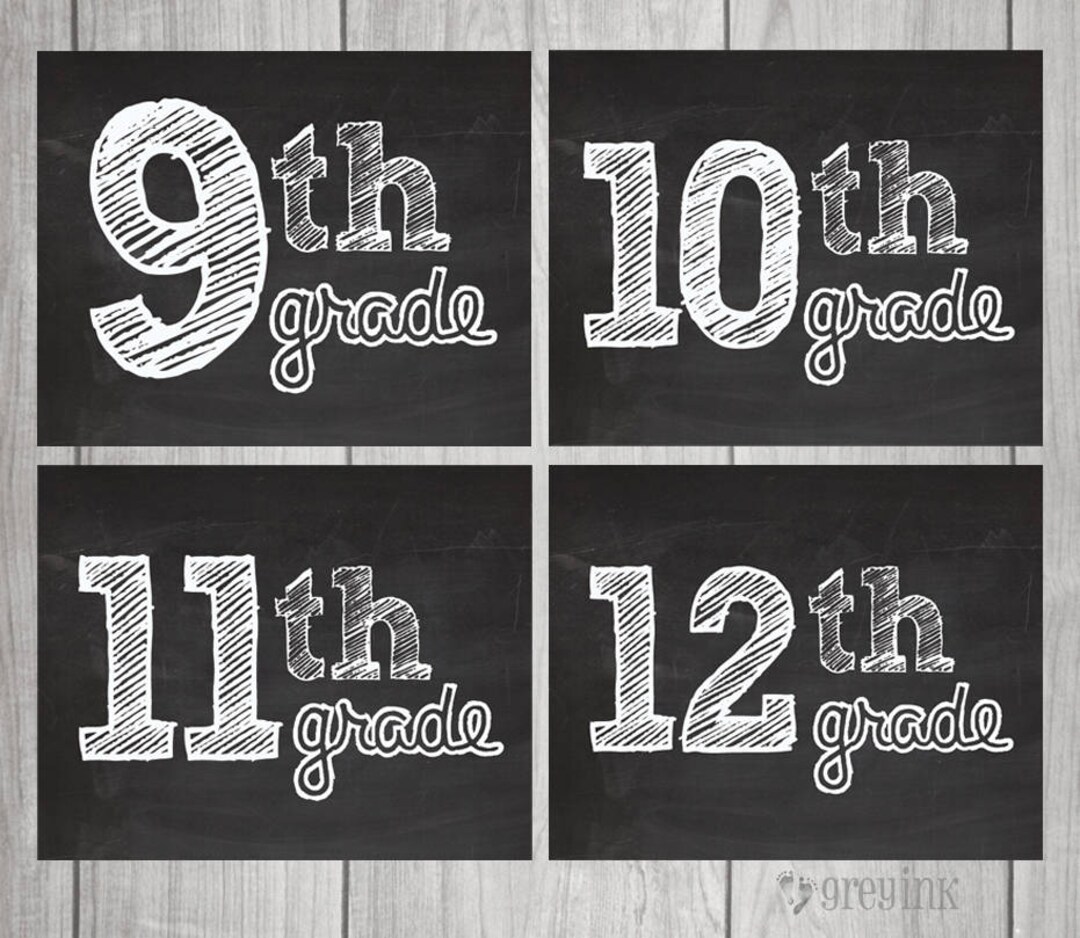 FOUR SIGNS! (9TH - 12TH Grade) Chalkboard Back to School - First Day of ...