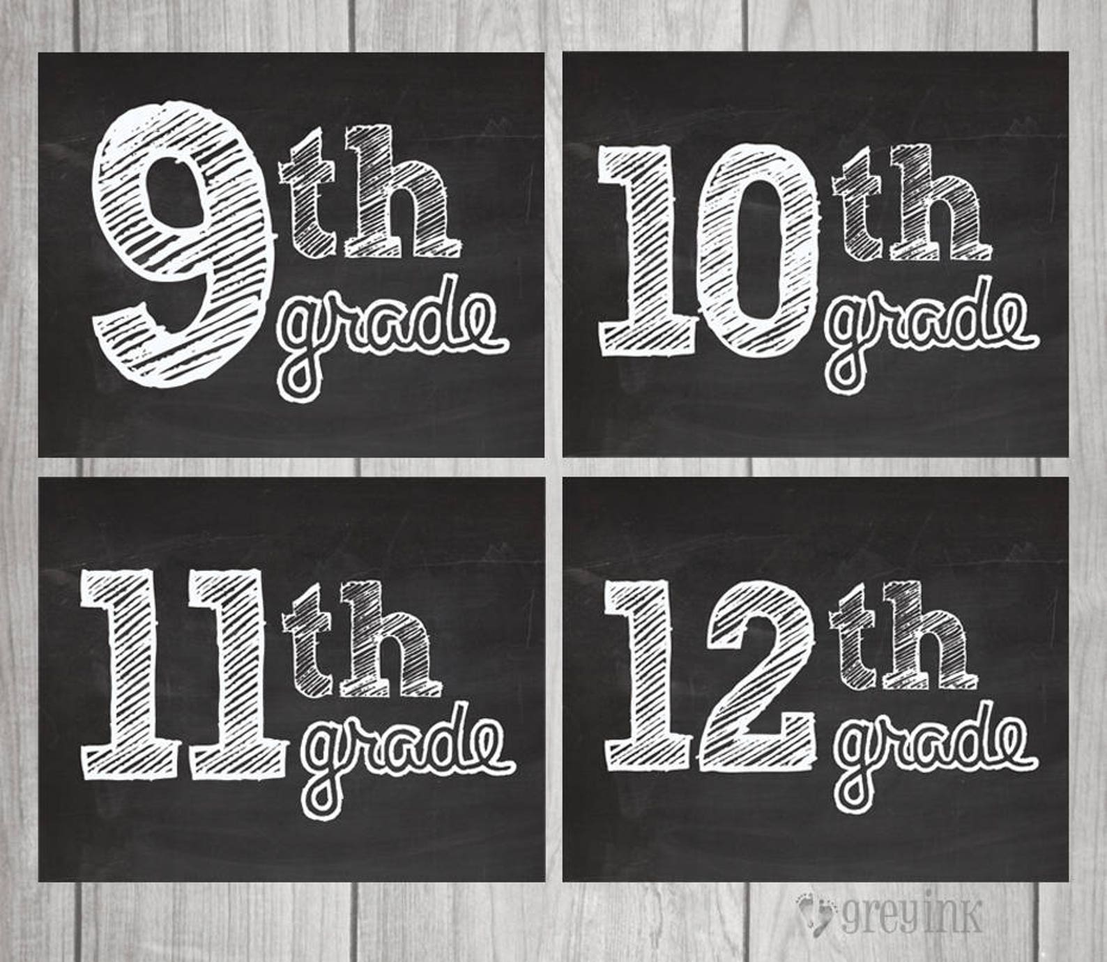 FOUR SIGNS 9TH 12TH Grade Chalkboard Back to School | Etsy