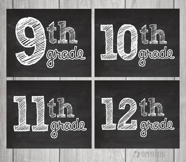FOUR SIGNS 9TH 12TH Grade Chalkboard Back to School | Etsy