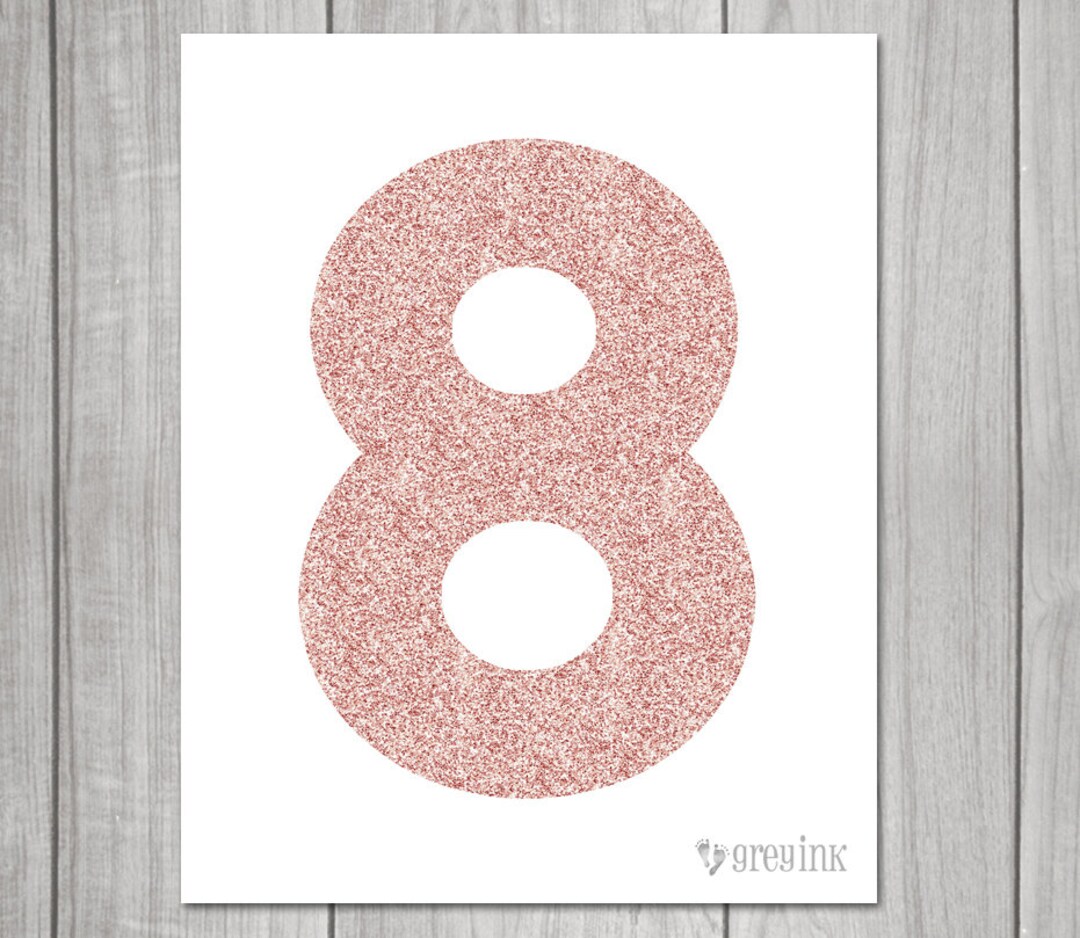 Rose Gold Glitter Number Sign - Back to School Signs - Birthday Signs ...