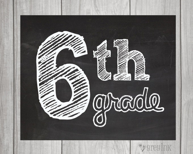 6TH GRADE Chalkboard Sign - Etsy