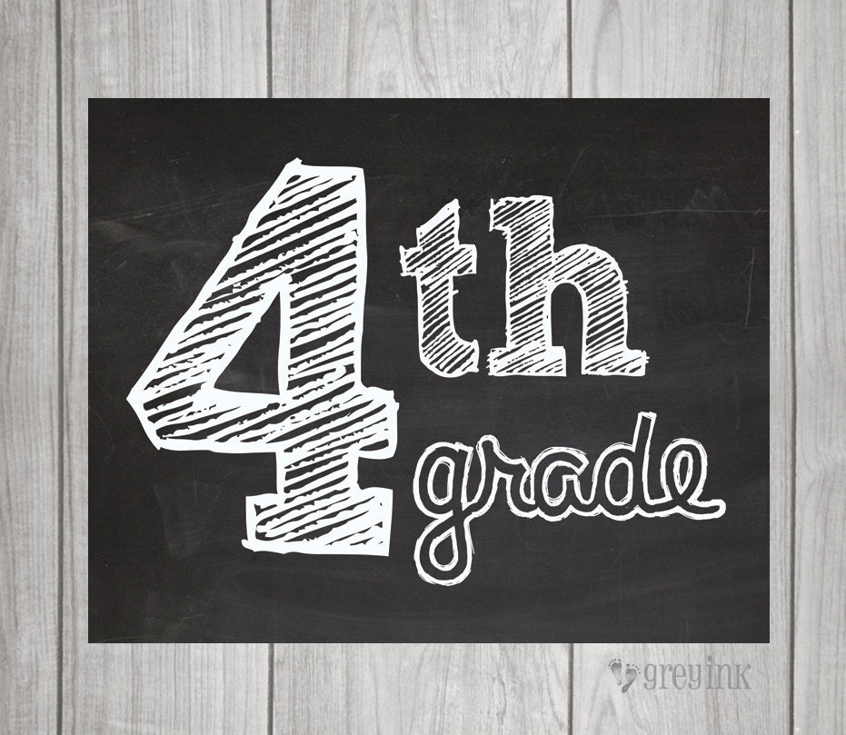 4TH GRADE Chalkboard Sign - Etsy