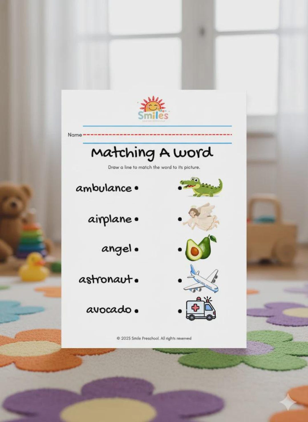 Matching Words Activity Book, Preschool Learning Game - Etsy