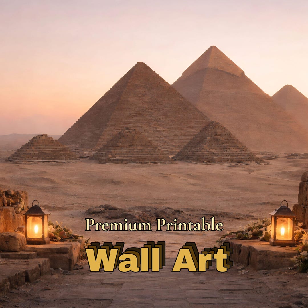 Egyptian Pyramids Wall Art Printable, Giza Sunset Landscape Photo ...