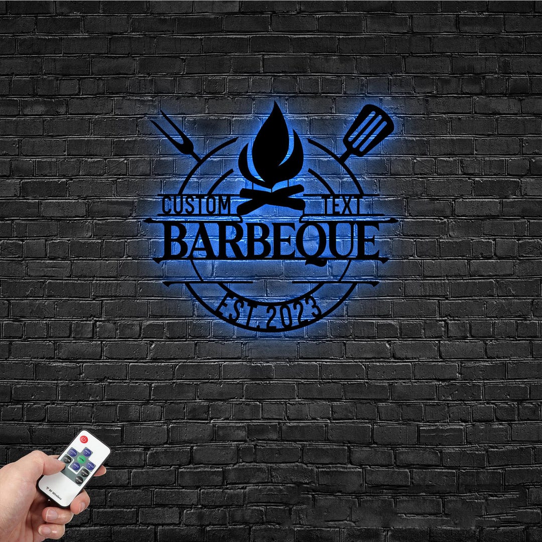 Custom Barbeque BBQ Metal Sign, Personalized Family Bar Sign, Outdoor ...