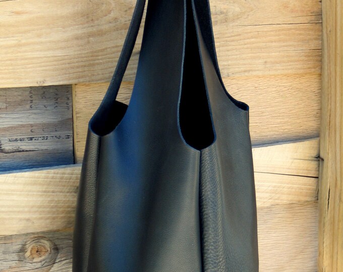The Zen Bag Minimalist Black Leather Tote - Etsy