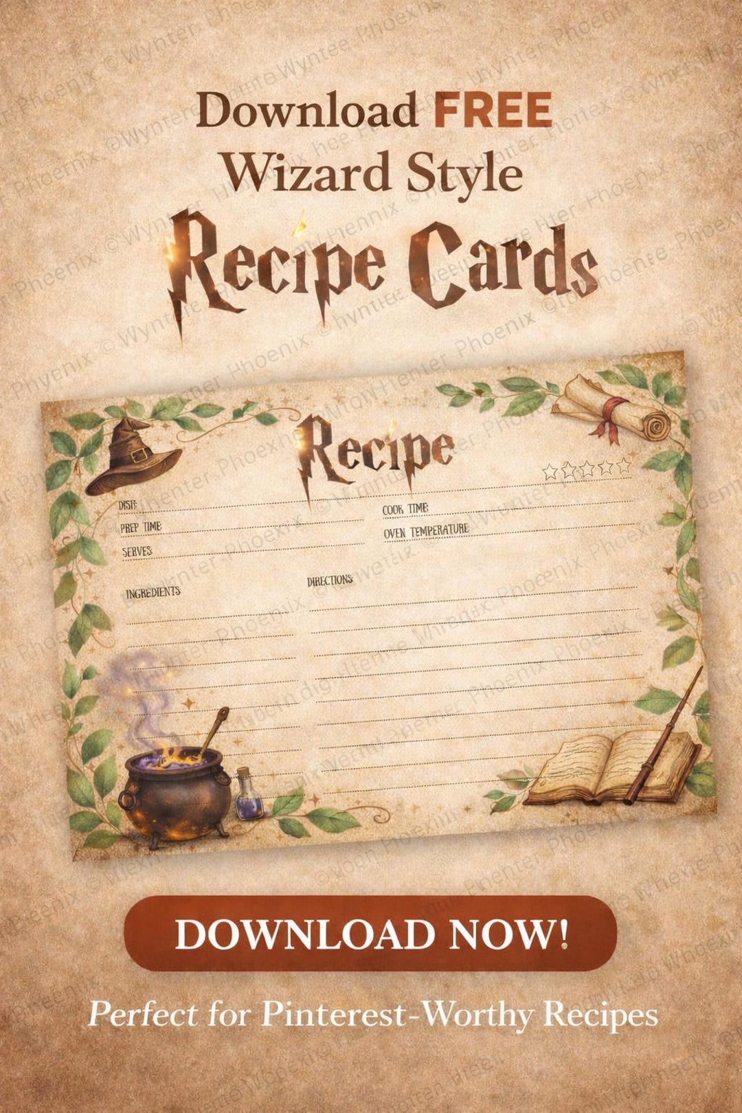 Wizard Recipe Card Printable | Magical Recipe Template | Fantasy Recipe ...