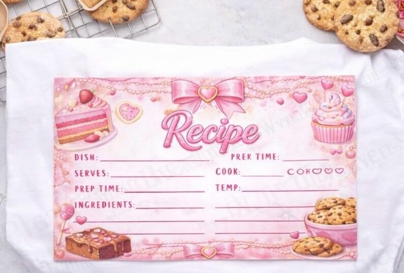Pink Recipe Card Printable | Cute Dessert Recipe Cards | Girly Kitchen ...