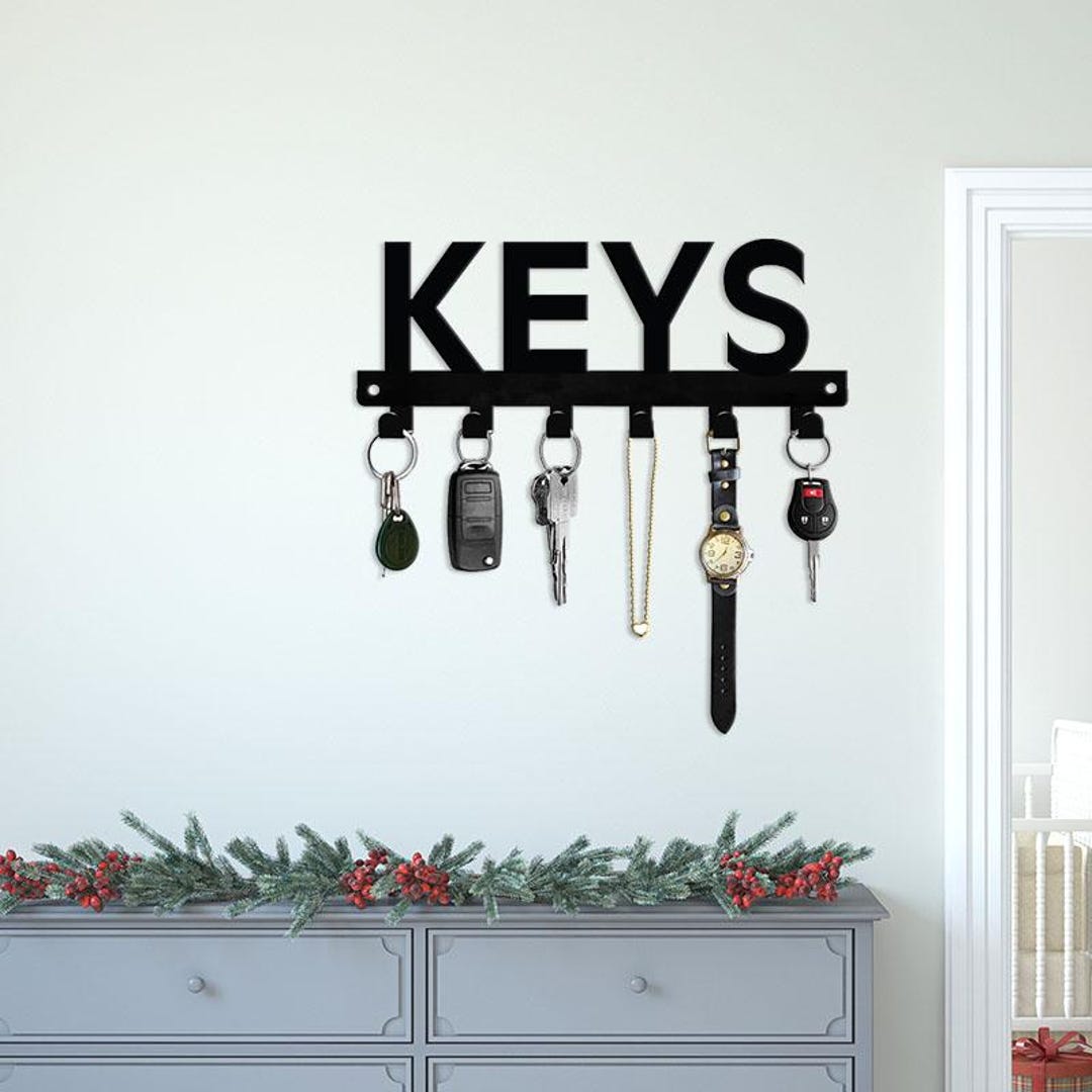 KEYS Wall Holder Bold Text Design With Hooks for Keys & Accessories for ...
