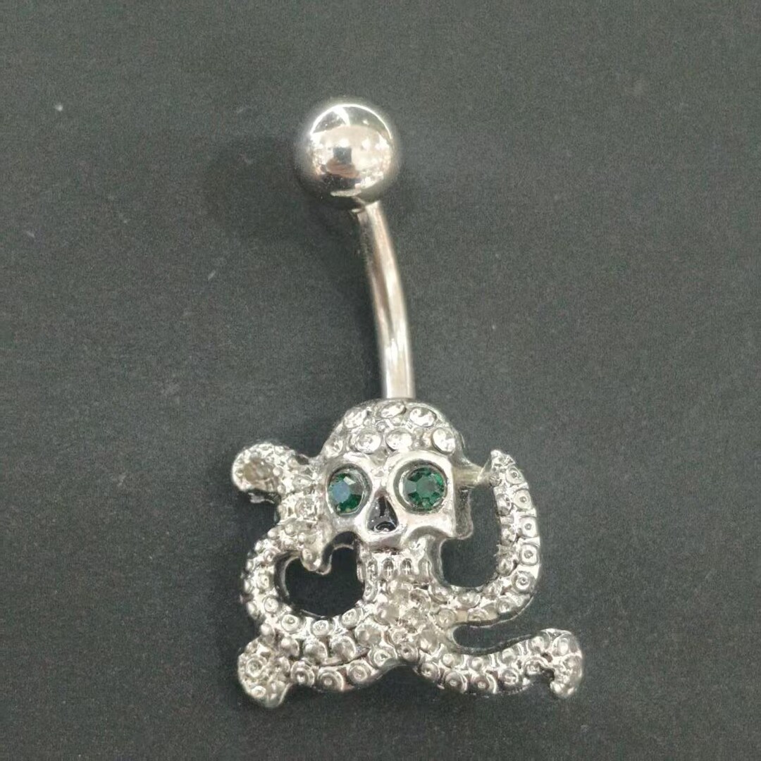 14G/10MM Squid Octopus Belly Ring Stainless Body Jewelry Dangle Button ...