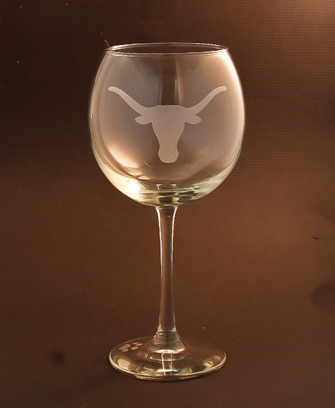 Etched Longhorn on Elegant Wine Glass (set of 2) - Etsy