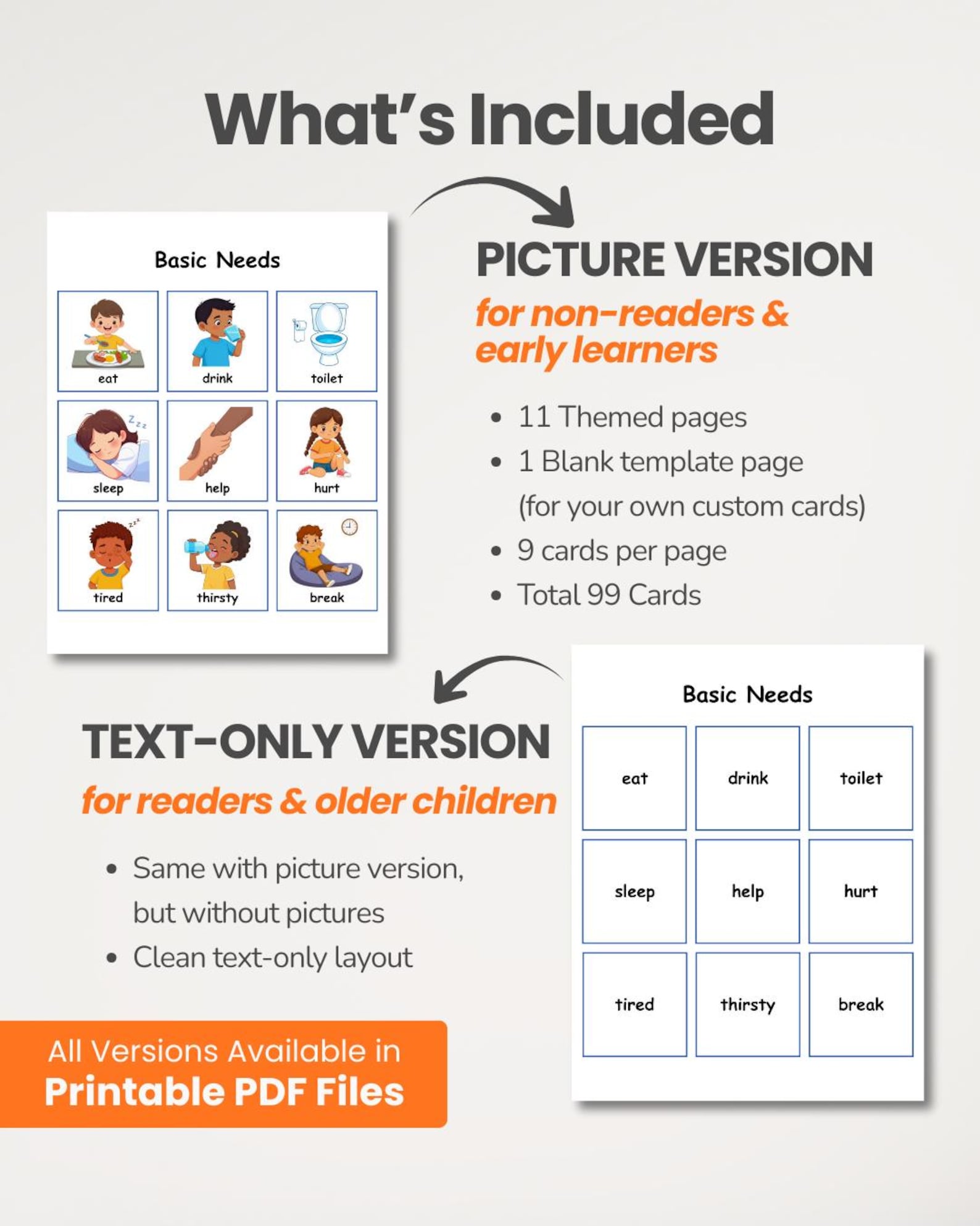 99 Printable Communication Cards PECS for Kids Toddler | Autism ...