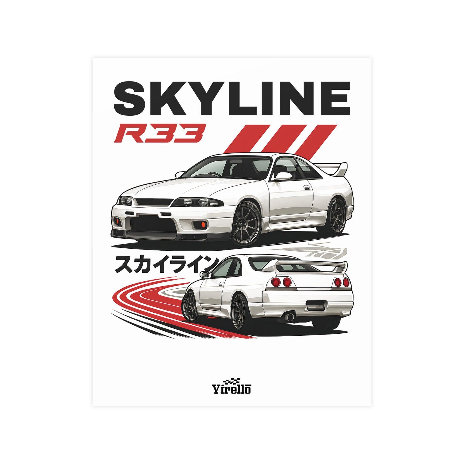 1995-1998 Nissan Skyline GT-R (R33) Poster - Wall Art Gift for Car ...