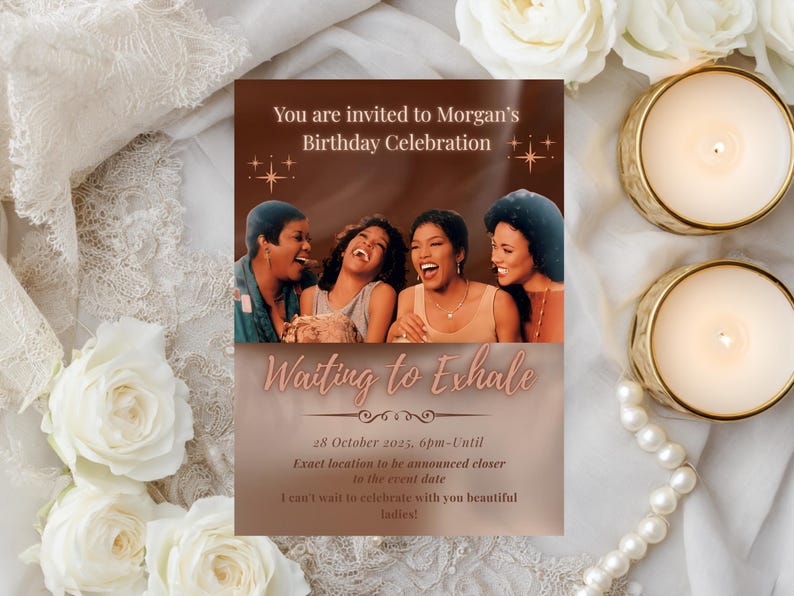 Waiting to Exhale Birthday Invitation, Evening Party Invite, Editable ...