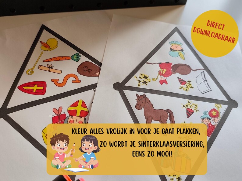 Kleurplaat Sinterklaas Vlagversiering, Voor Op Pakjesavond, Thuis, in ...