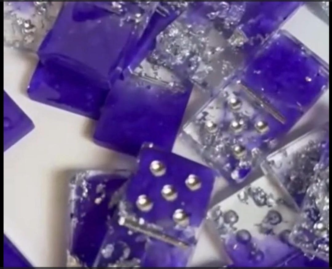 Handmade Purple Resin Domino Set – Silver Flake Detail, Customizable - Etsy