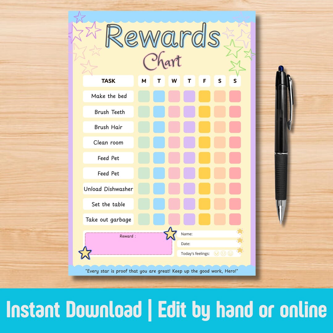 Children's Rewards Chart - Etsy
