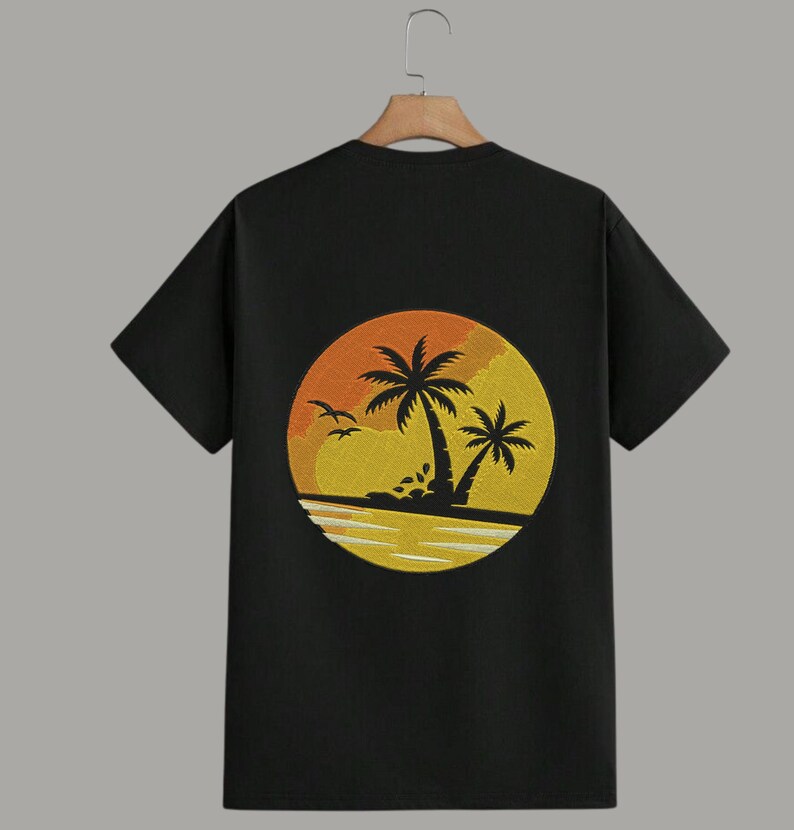 Sunset Scene Embroidery Design | Nature Landscape Machine Embroidery ...