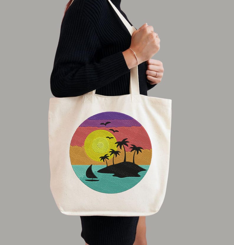 Sunset Scene Embroidery Design | Nature Landscape Machine Embroidery ...