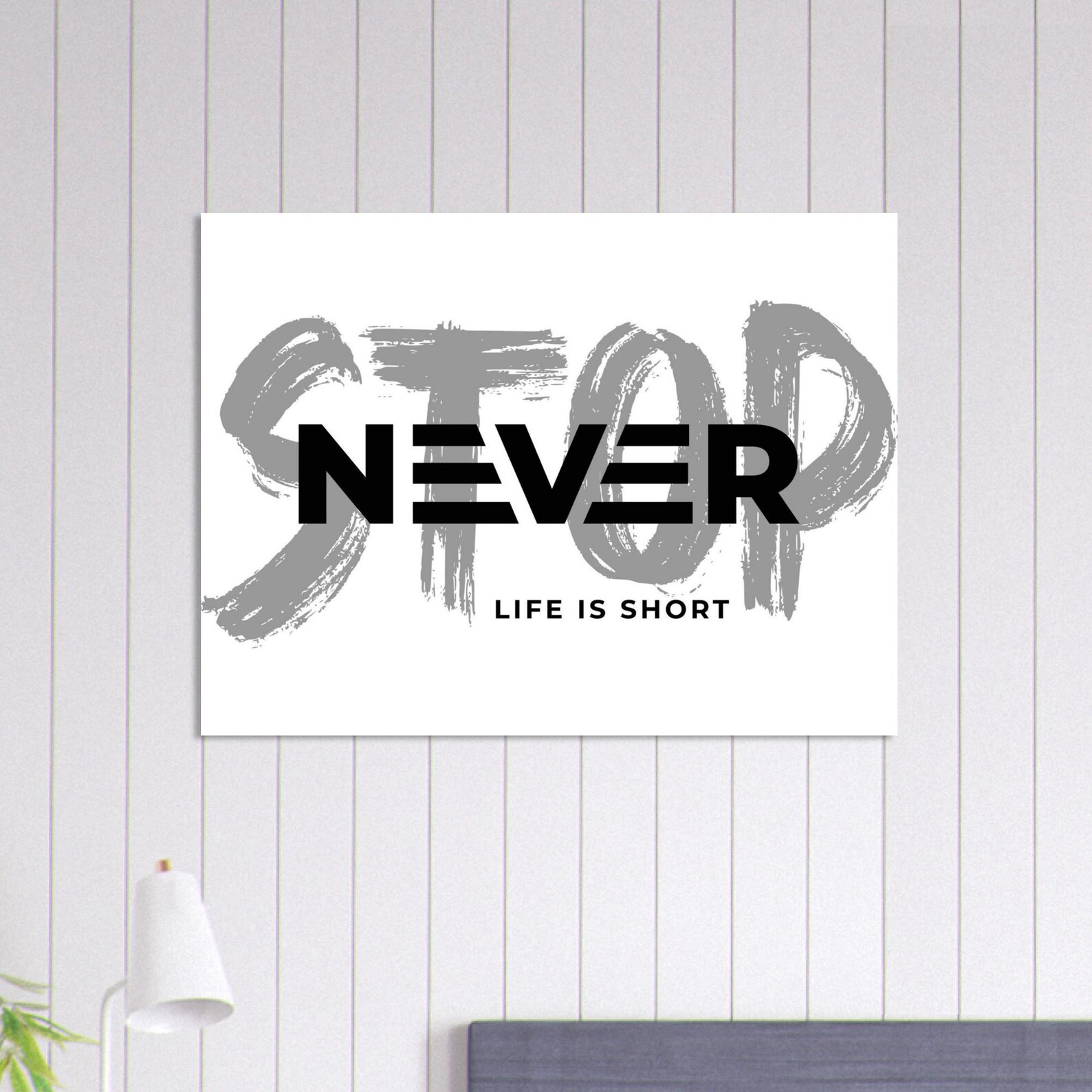Never Stop Motivational Poster: Modern Brushstroke Art Print - Etsy