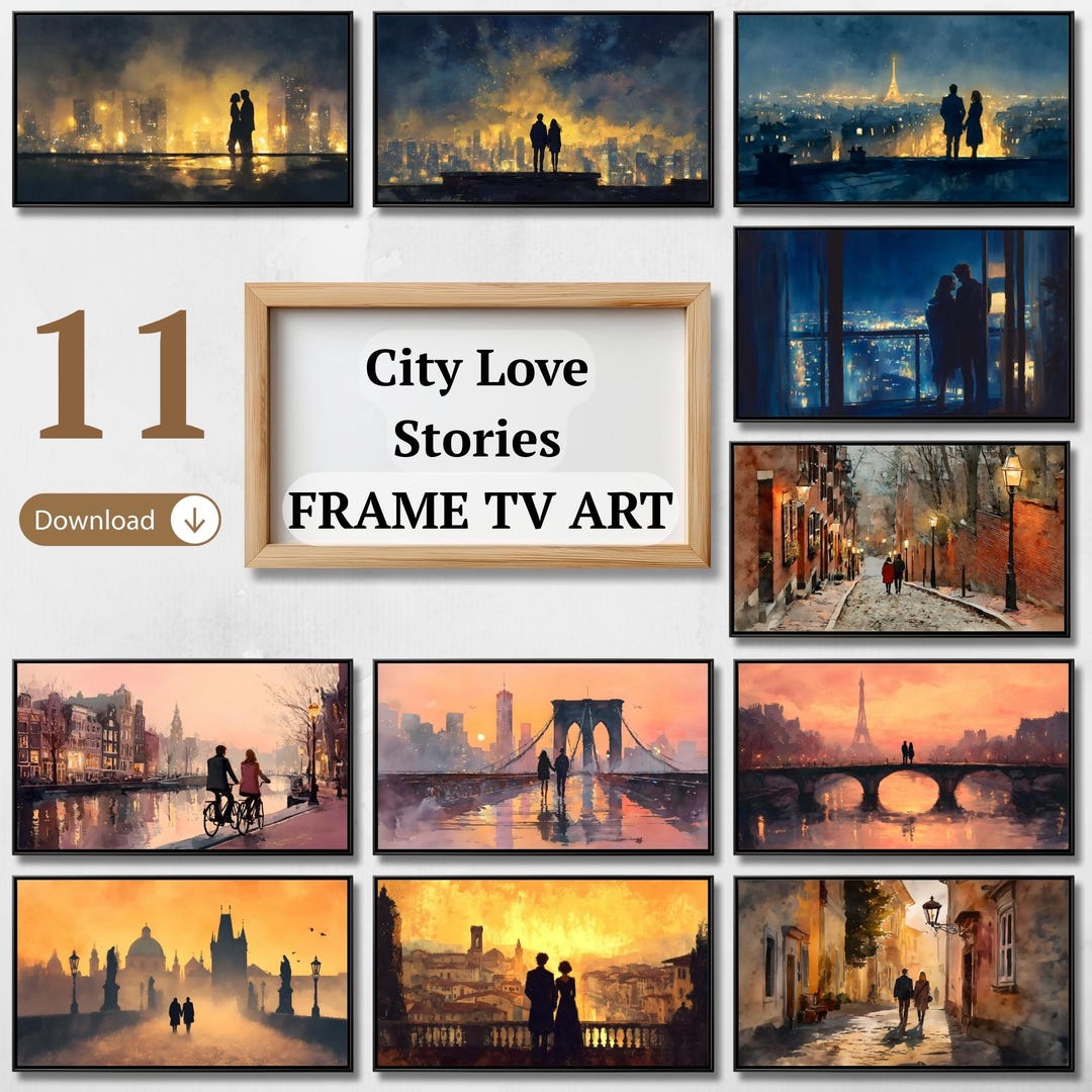 City Love Stories Frame TV Art Bundle, Samsung Frame TV Art, Romantic ...