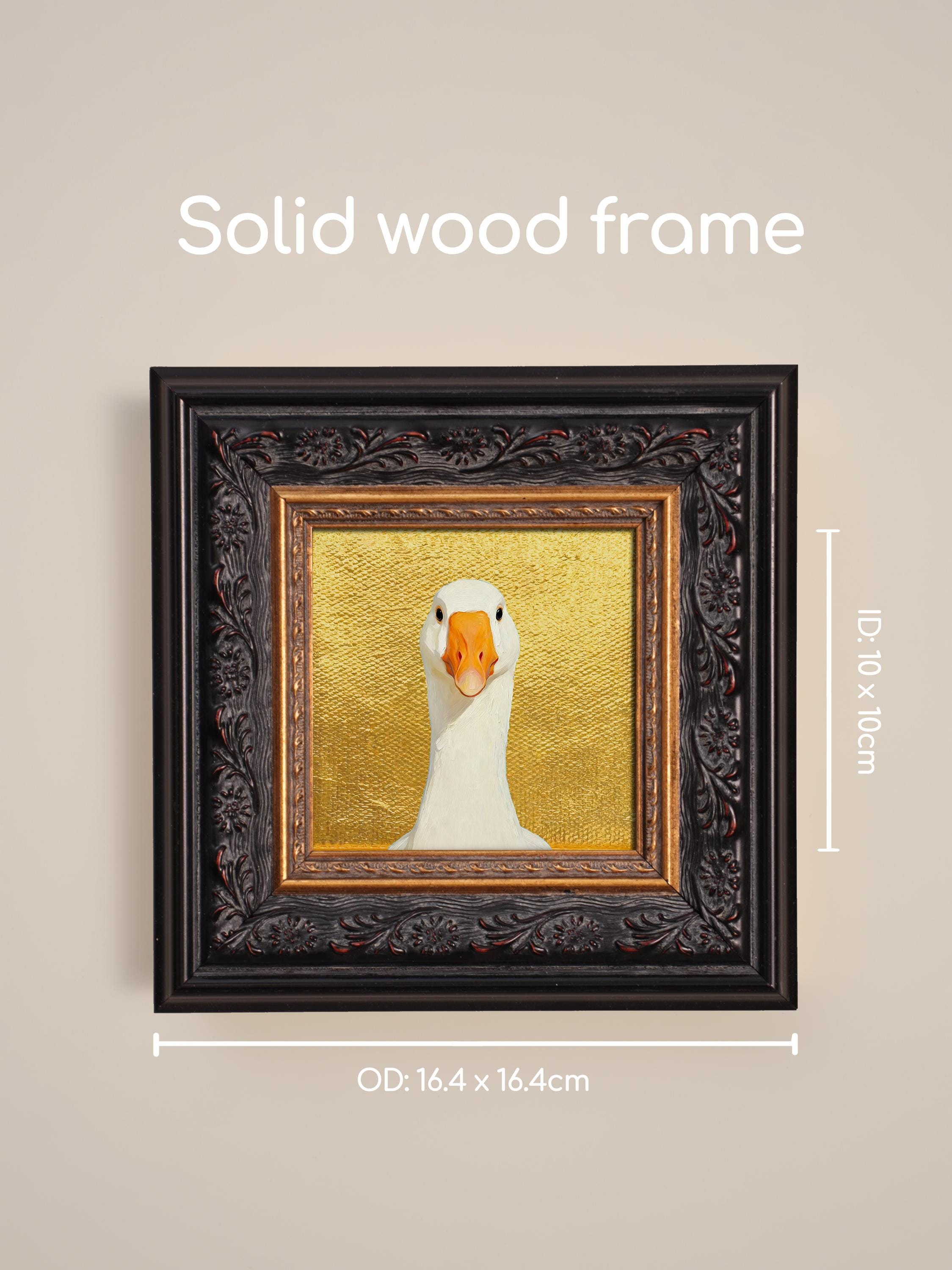 Hand-painted Goose Oil Painting, Gold Foil, Framed Canvas Art (4x4) - Etsy