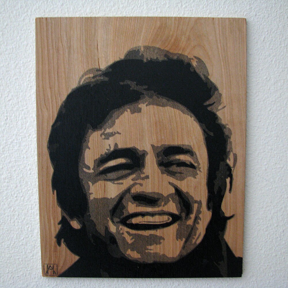 Johnny Cash Multilayer Graffiti Stencil Art on Wood Panel - Etsy
