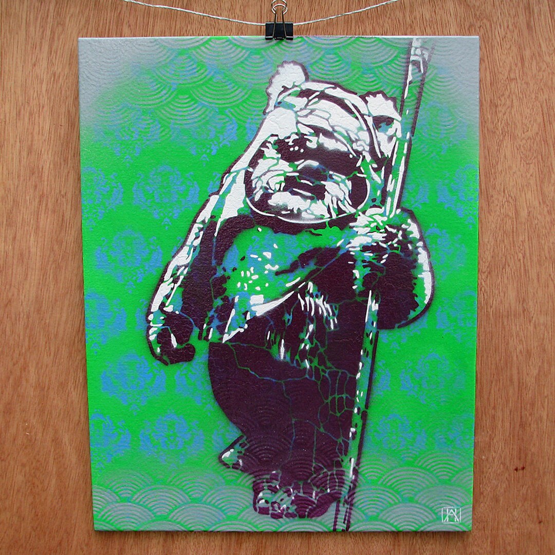 Ewok Multilayer Graffiti Stencil Art on Canvas Board 11x14 - Etsy