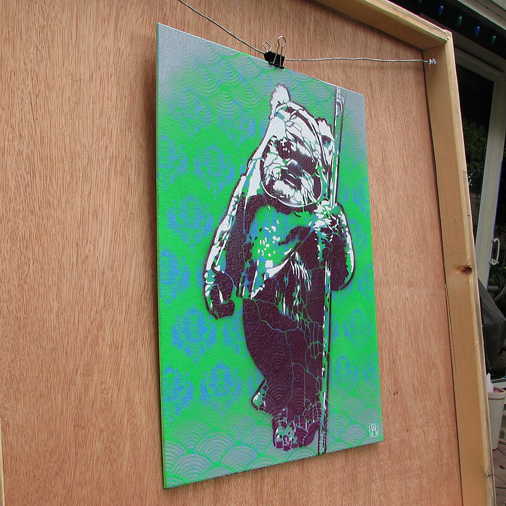Ewok Multilayer Graffiti Stencil Art on Canvas Board 11x14 - Etsy