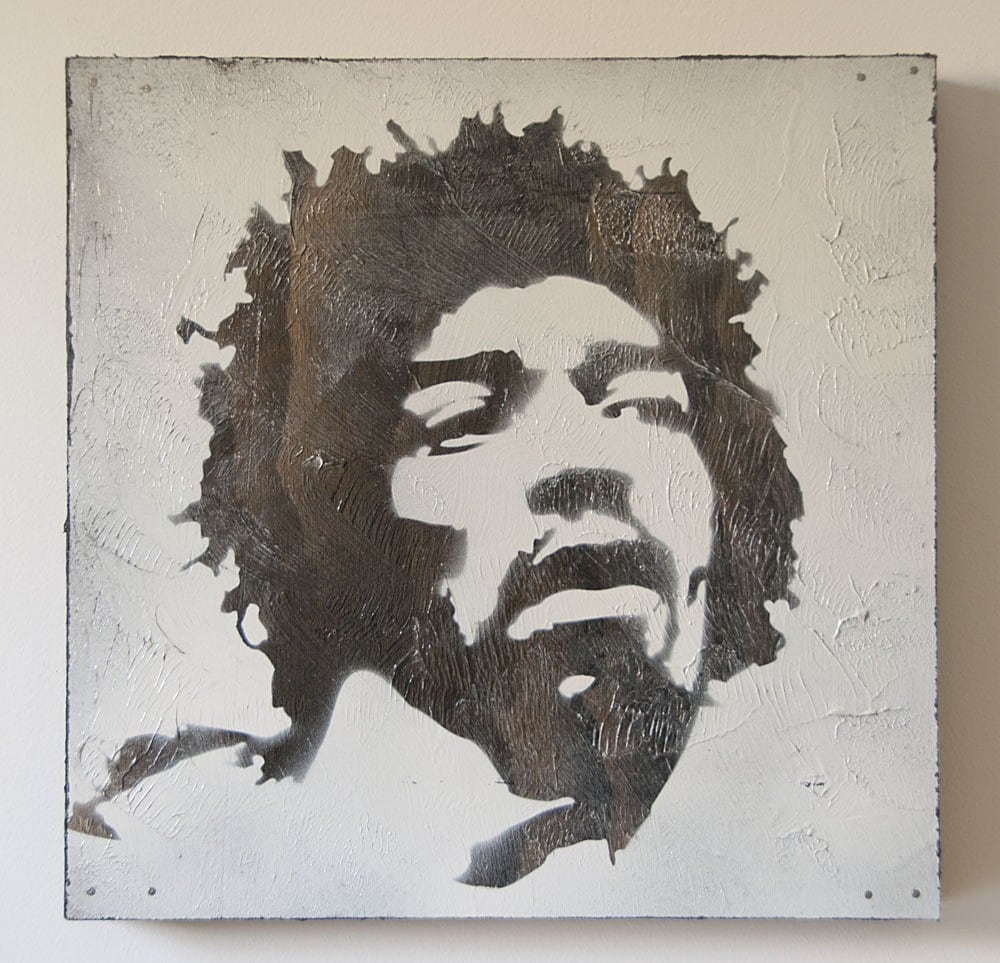 Jimi Hendrix Graffiti Stencil Art Painting on Wood With Acrylic Gel ...