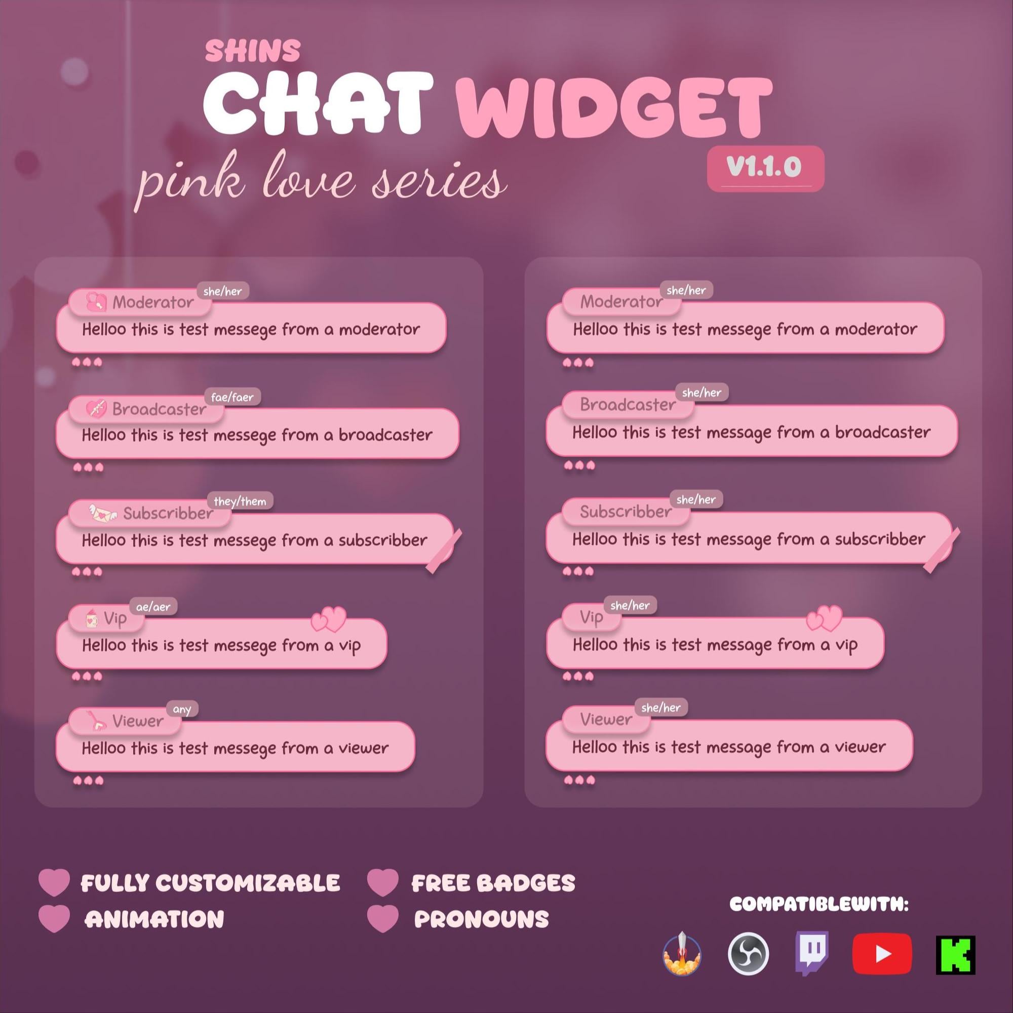 Love Pink Cute Chat Widget for Twitch & Youtube - Streamelement ...