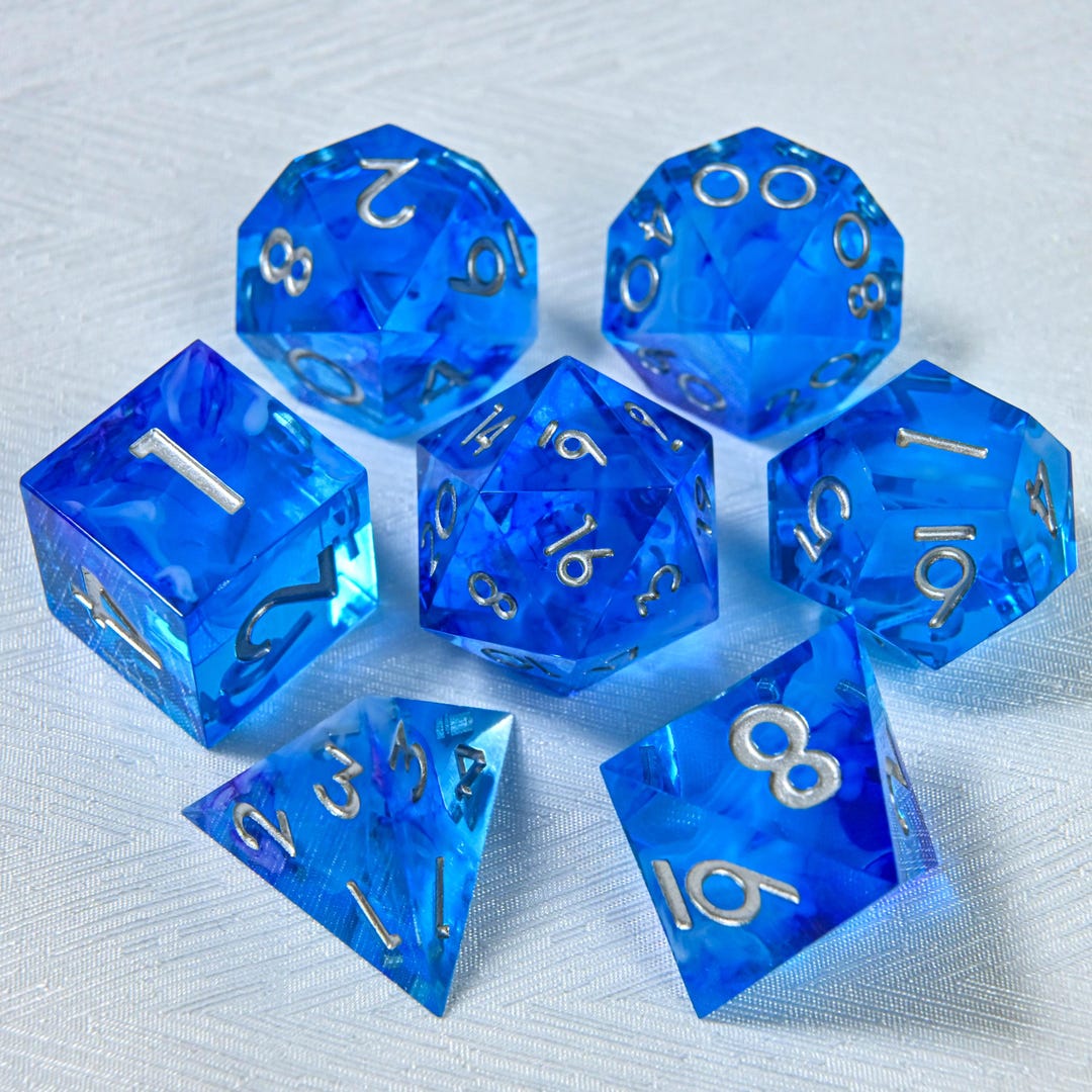 Blue DND D20 Dice - Resin Sharp Edge Dice Set,dnd Dice Set for Dungeons ...