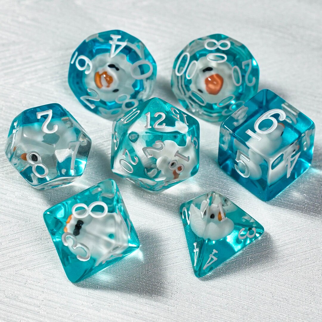 Winter Duck Dice - Ice Blue Transparent Resin Mini Duck, DND Fantasy ...