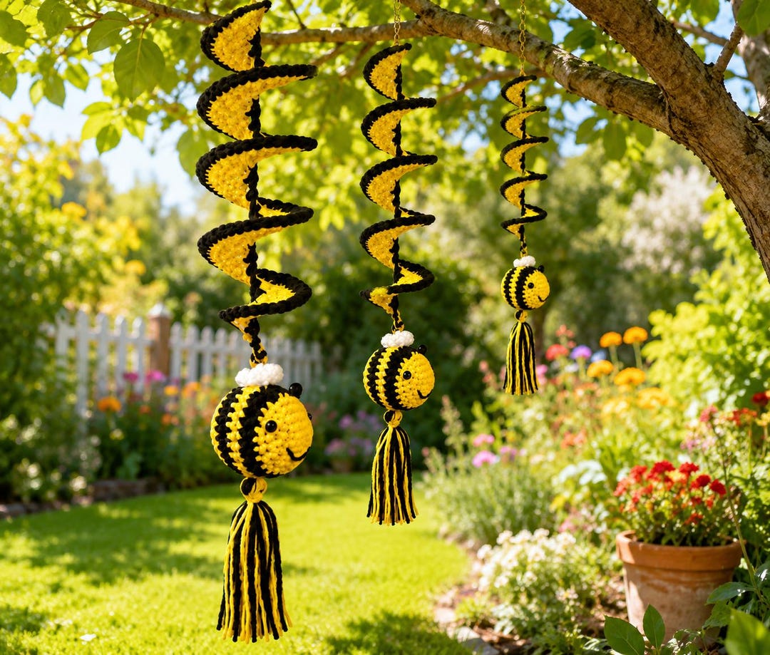 Crochet Bee Wind Spinner Pattern, Easy Amigurumi Bee Spiral Garland PDF ...