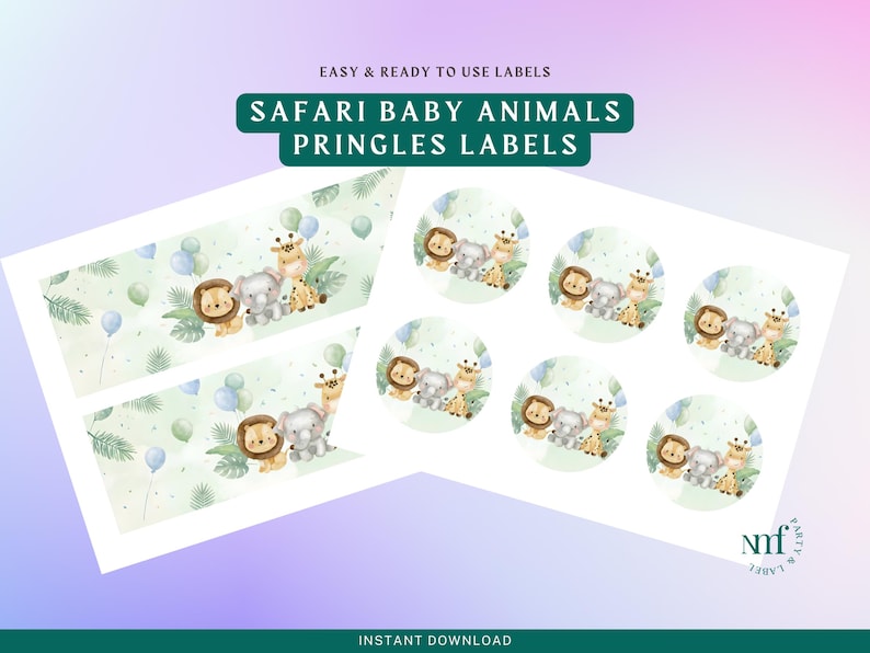 Safari Baby Animals Pringles Wrap • Jungle Birthday Favor • Printable ...