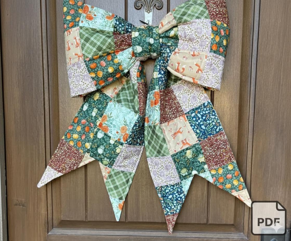Patchwork Quilted Bow Sewing Pattern PDF • Large Bow Door Hanger ...