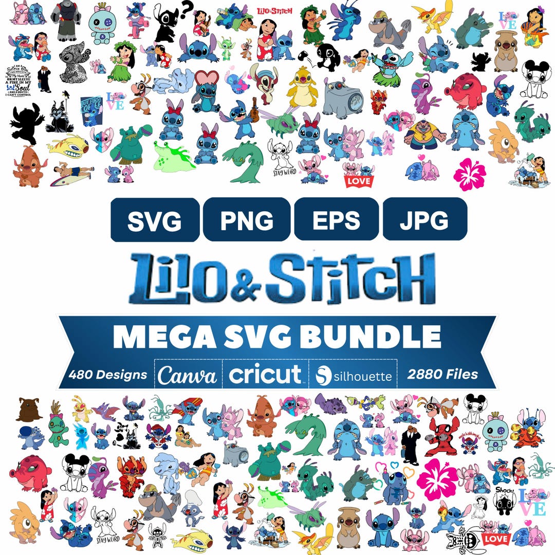 Paquete SVG de Lilo y Stitch / Clipart de dibujos animados en capas ...
